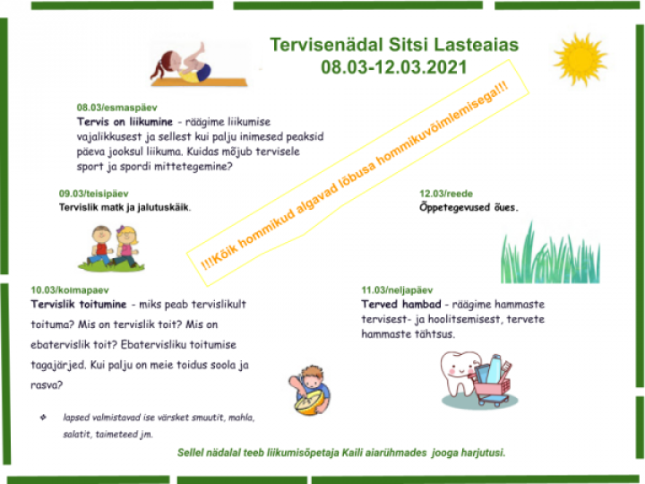 Tervisenädal Sitsi Lasteaias | Tallinn