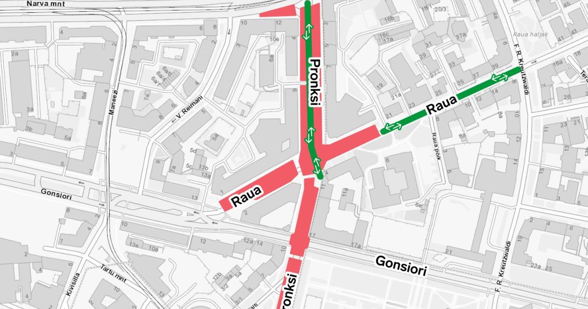 Ehitustööde tõttu suletakse ajutiselt Pronksi ja Gonsiori tänava ...