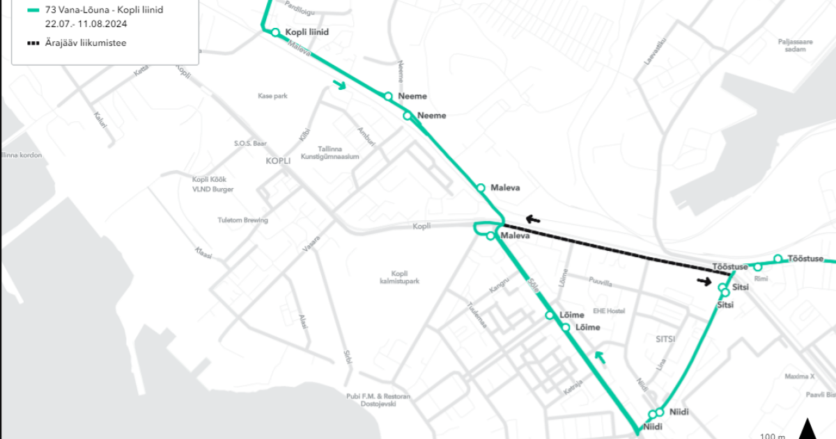 Temporary changes to bus line No. 73 route starting next week | Tallinn
